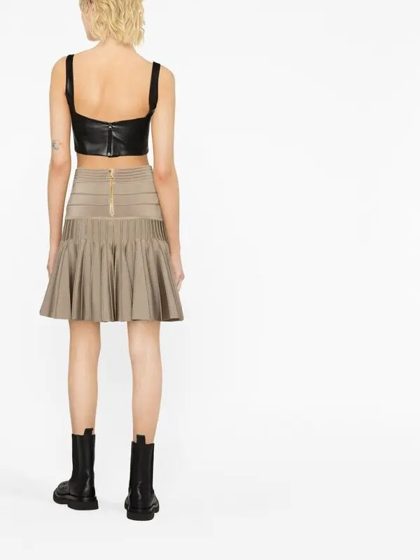 Balmain Pleated Knit Miniskirt