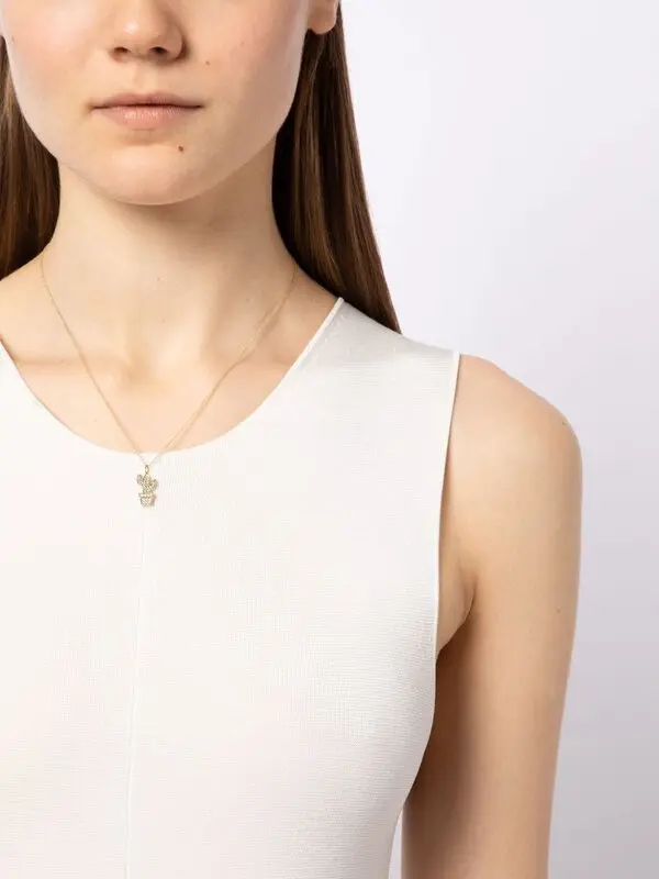 SYDNEY EVAN 14kt Yellow Diamond Cactus Charm Necklace