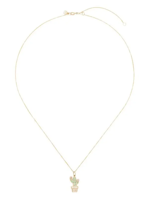 SYDNEY EVAN 14kt Yellow Diamond Cactus Charm Necklace
