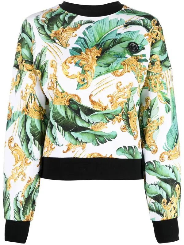 PLEIN SPORT Floral-print Cotton Sweatshirt - Green