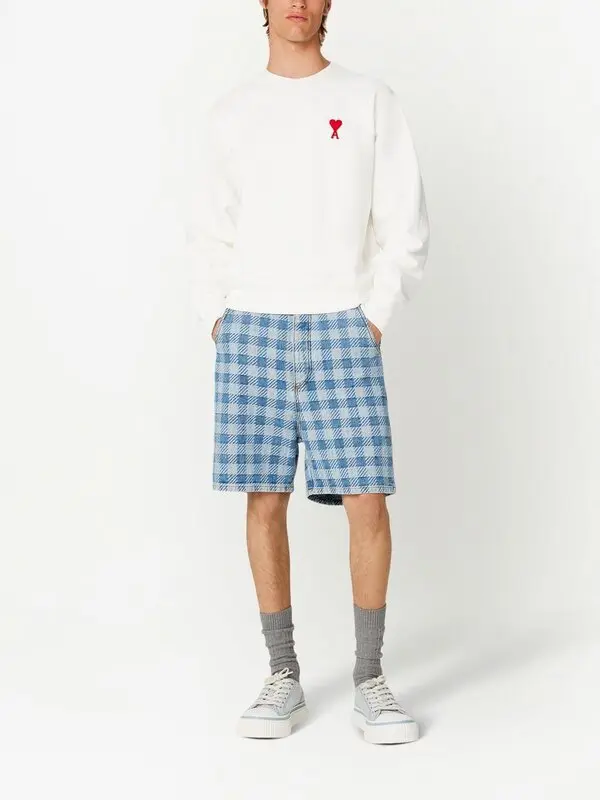 Ami Checkered Denim Shorts