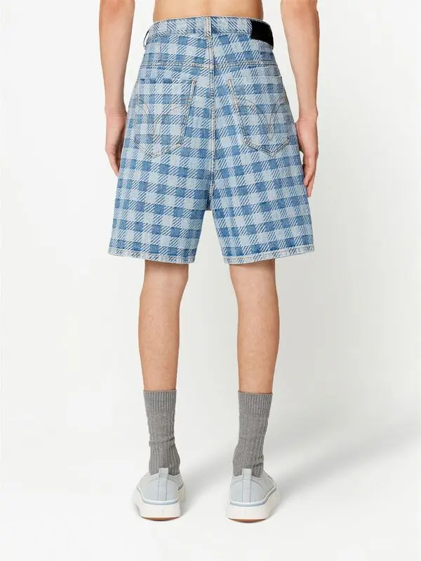 Ami Checkered Denim Shorts