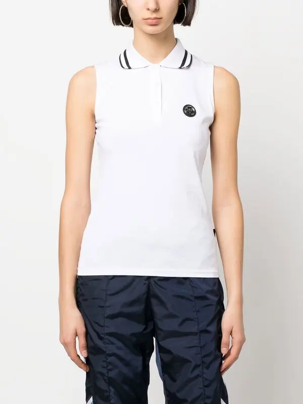 PLEIN SPORT Polo Collar Tank Top - White