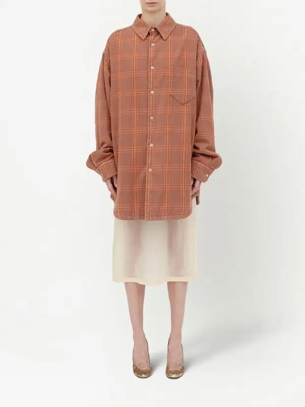 MAISON MARGIELA Checked Cotton Shirt - Orange