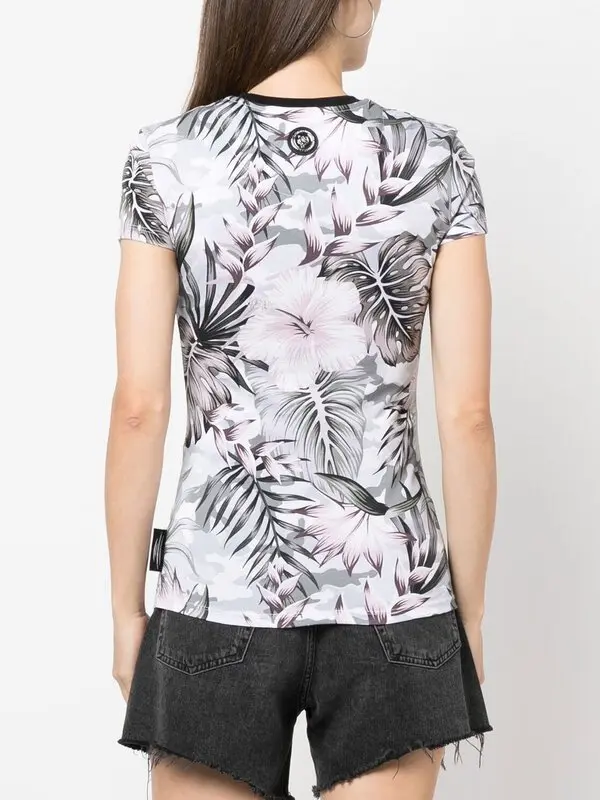 PLEIN SPORT Tiger-print Floral T-shirt - White