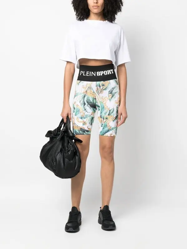 PLEIN SPORT Logo Waistband Cycling Shorts - White