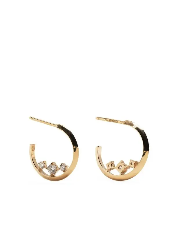 Lizzie Mandler 18kt Yellow Diamond Hoop Earrings - Gold