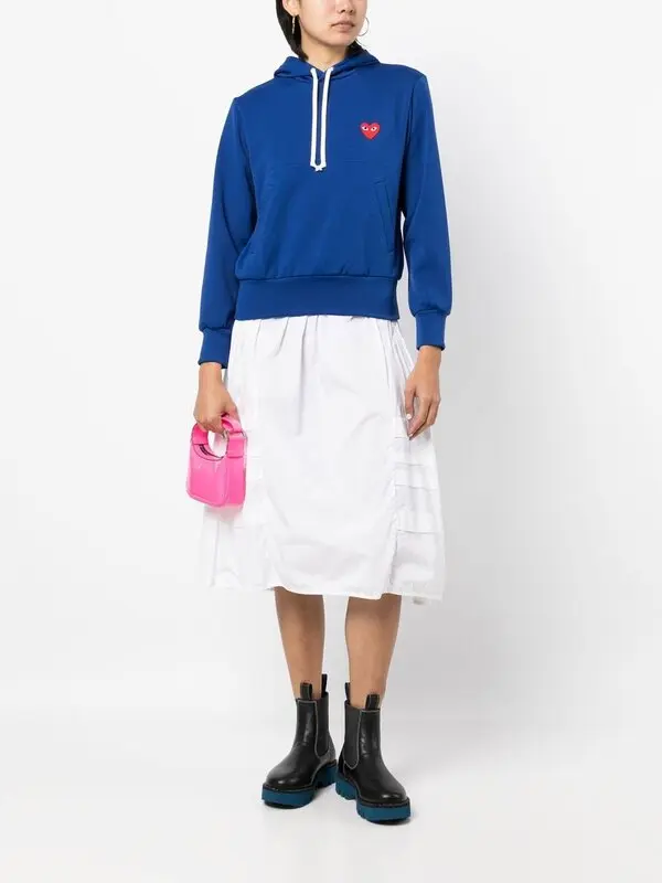 Play Comme Des Garcon Heart-patch Drawstring Hoodie - Blue