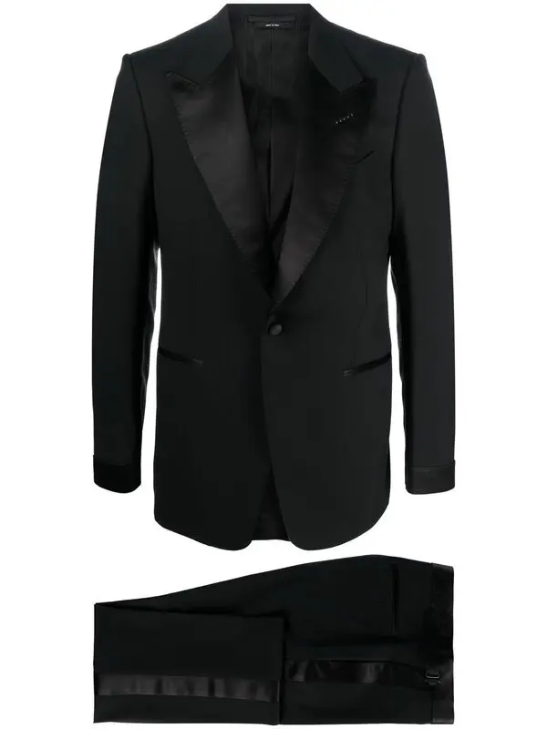 TOM FORD Peak-lapel Wool Suit - Black