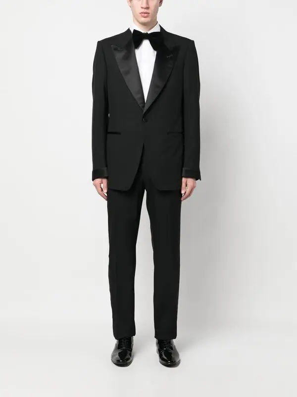 TOM FORD Peak-lapel Wool Suit - Black