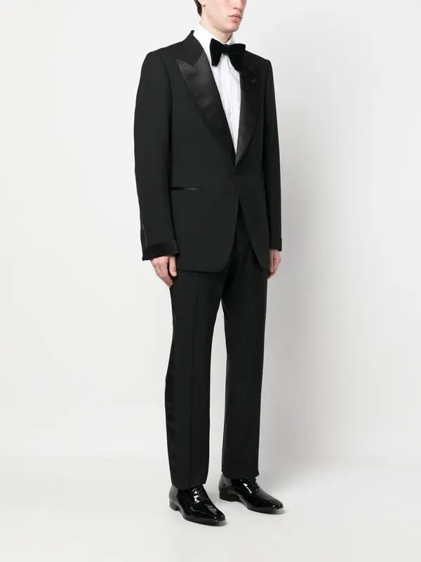 TOM FORD Peak-lapel Wool Suit - Black