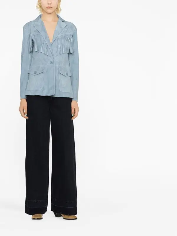 Maje Fringed Suede Single-breasted Jacket