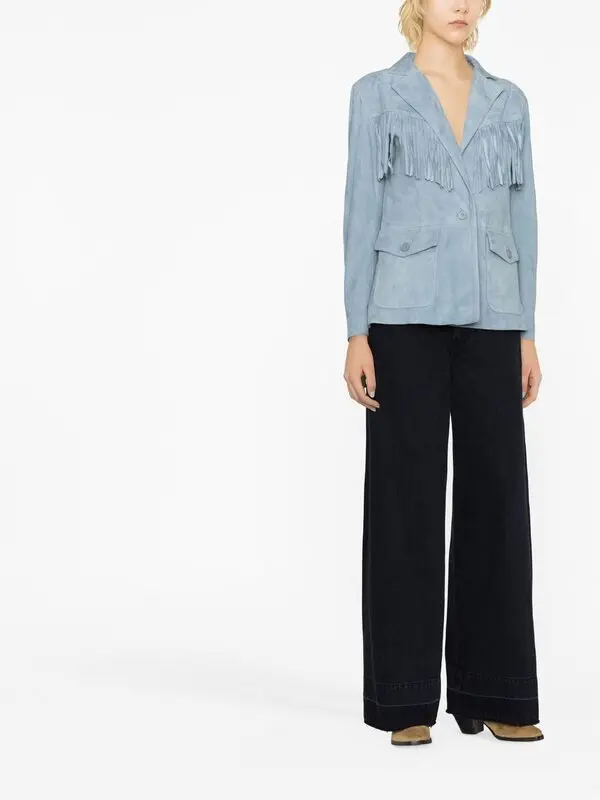 Maje Fringed Suede Single-breasted Jacket