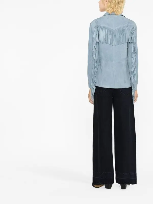 Maje Fringed Suede Single-breasted Jacket
