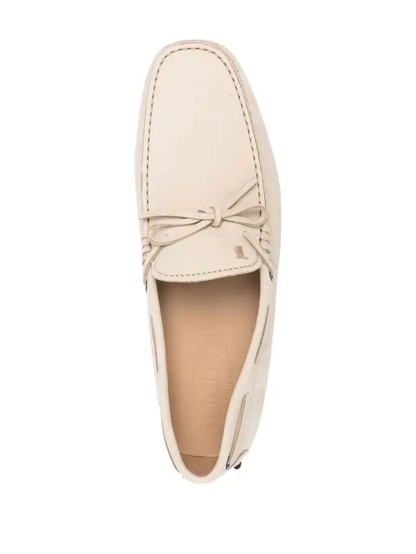 TOD'S Bow-detail Leather Loafers - Neutrals