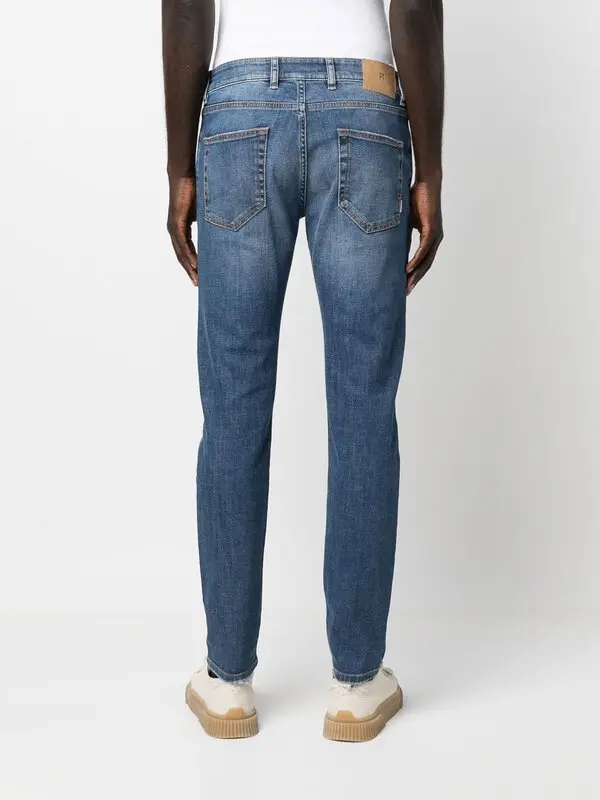 PT TORINO Straight Leg Jeans With Logo Patch - Blue