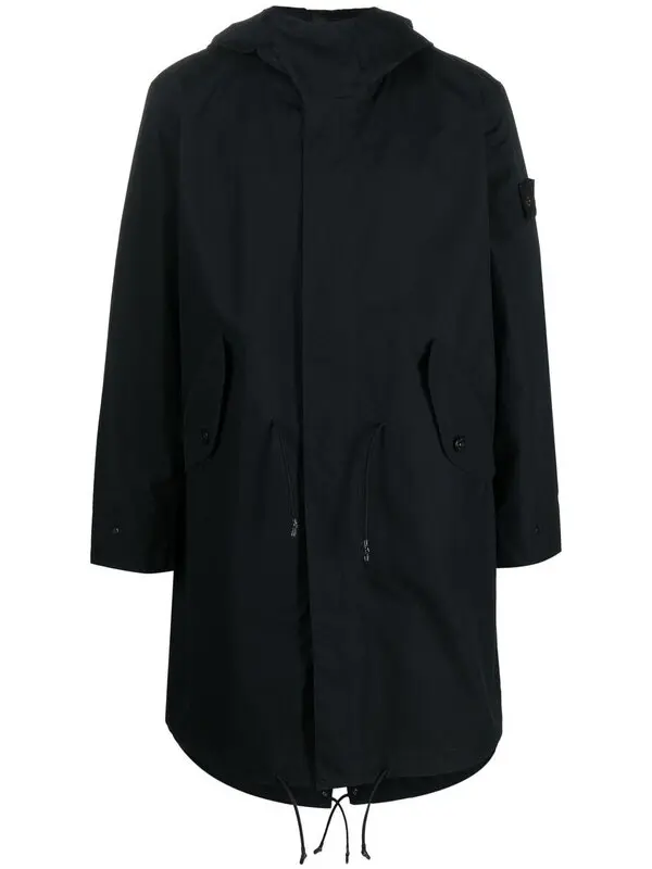 Stone Island Compass-patch Long-sleeved Coat - Black