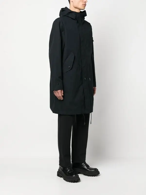 Stone Island Compass-patch Long-sleeved Coat - Black