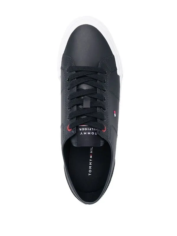 Tommy Hilfiger Logo-embroidered Low-top Leather Sneakers - Blue