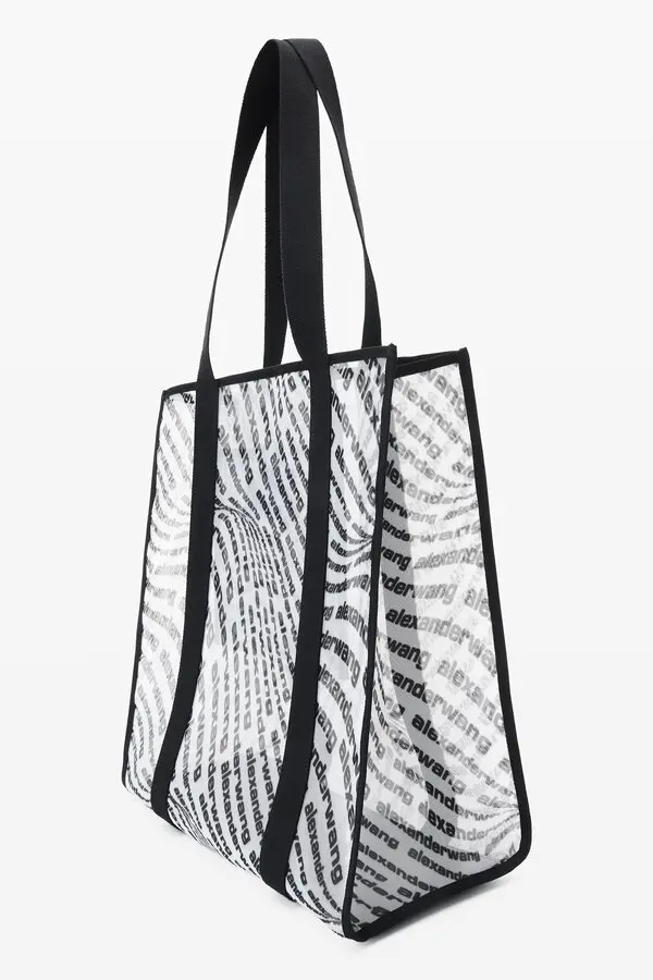 ALEXANDER WANG ロゴ メッシュ トートバッグ Alexander Wang The Freeze Large Tote In Logo Mesh - White/Black