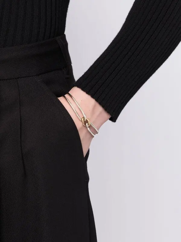 MAOR 18kt Yellow Gold And Sterling Unity Curb 3mm Bangle