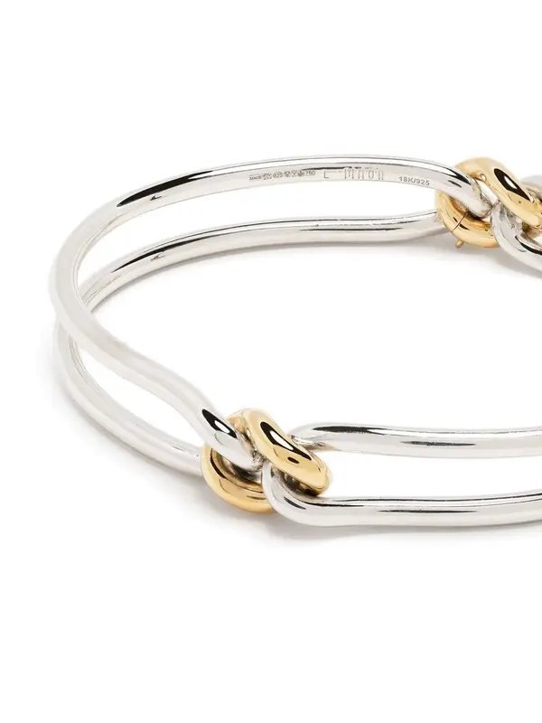 MAOR 18kt Yellow Gold And Sterling Unity Curb 3mm Bangle
