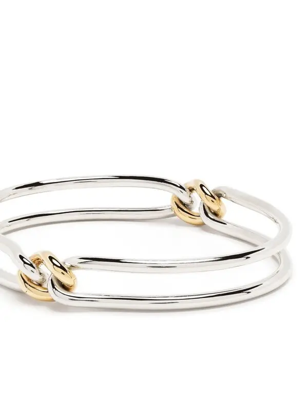 MAOR 18kt Yellow Gold And Sterling Unity Curb 3mm Bangle
