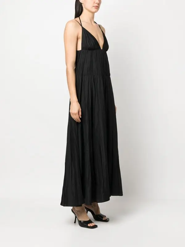 JOSEPH Ruched Silk Long Dress - Black