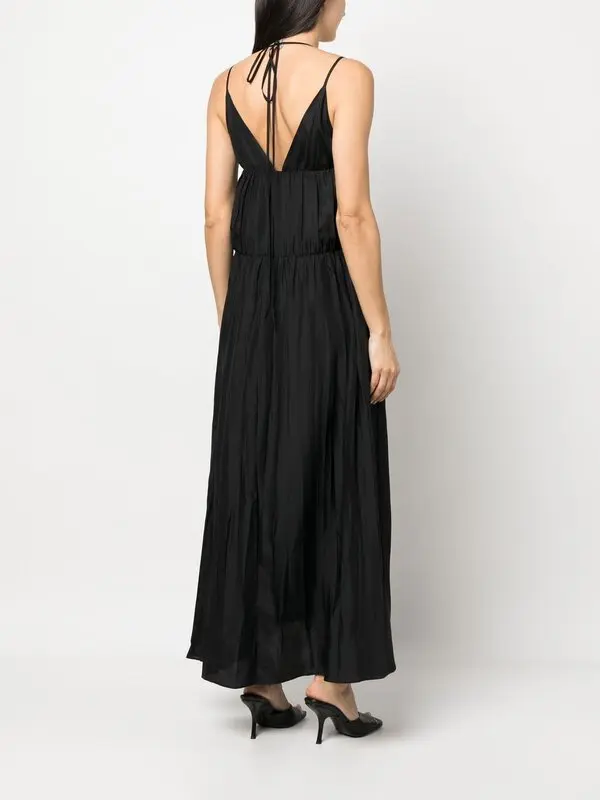 JOSEPH Ruched Silk Long Dress - Black