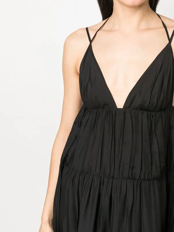 JOSEPH Ruched Silk Long Dress - Black