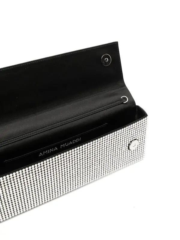Amina Muaddi Paloma Crystal-embellished Clutch - Black