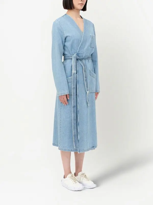 MAISON MARGIELA Collarless Wrap Trench Coat - Blue