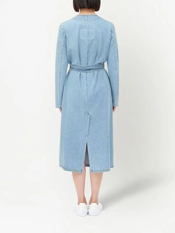 MAISON MARGIELA Collarless Wrap Trench Coat - Blue