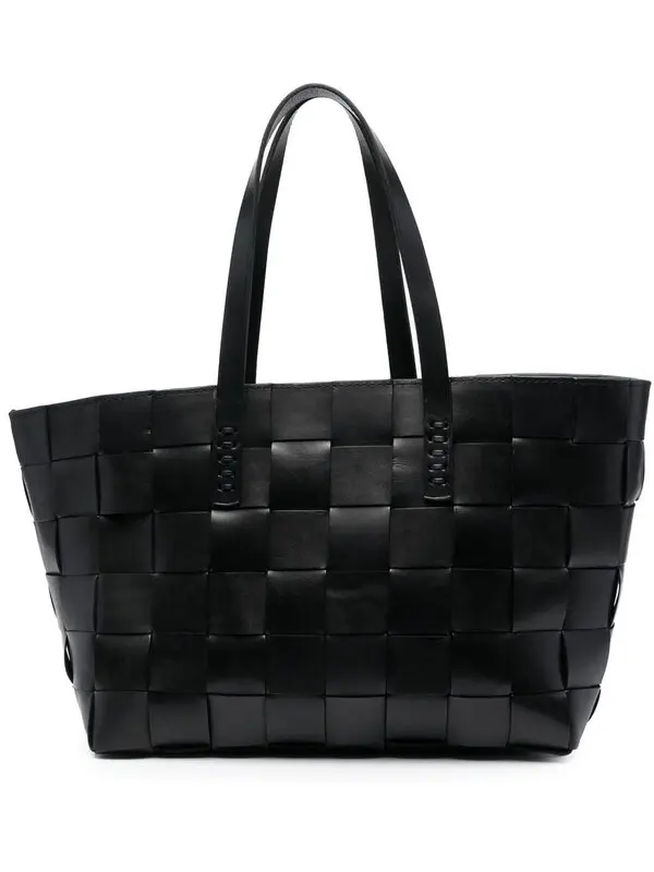 Dragon Diffusion Woven Leather Tote Bag - Black