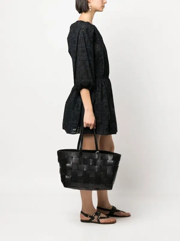 Dragon Diffusion Woven Leather Tote Bag - Black