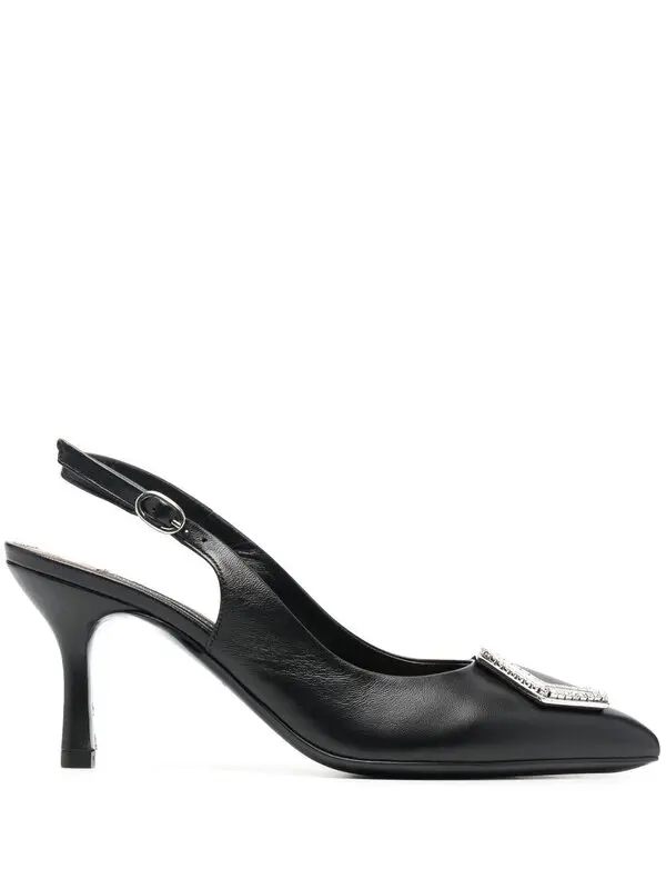 Philipp Plein Hexagonal-detail Leather Slingbacks