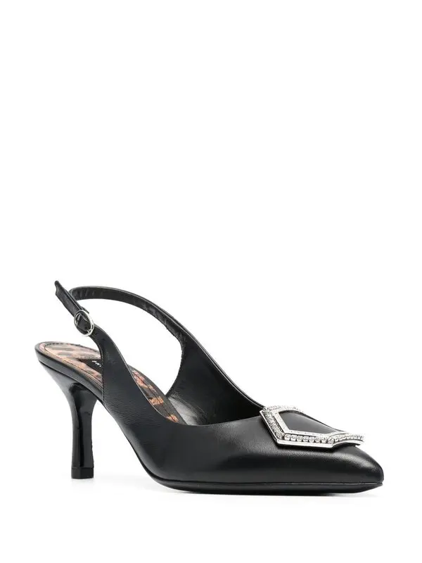 Philipp Plein Hexagonal-detail Leather Slingbacks