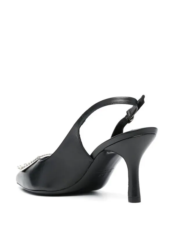 Philipp Plein Hexagonal-detail Leather Slingbacks