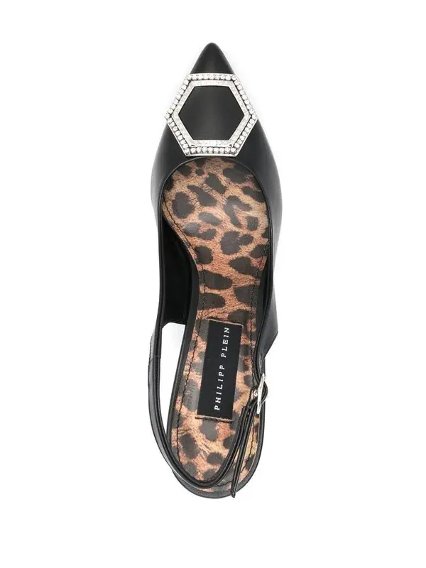 Philipp Plein Hexagonal-detail Leather Slingbacks