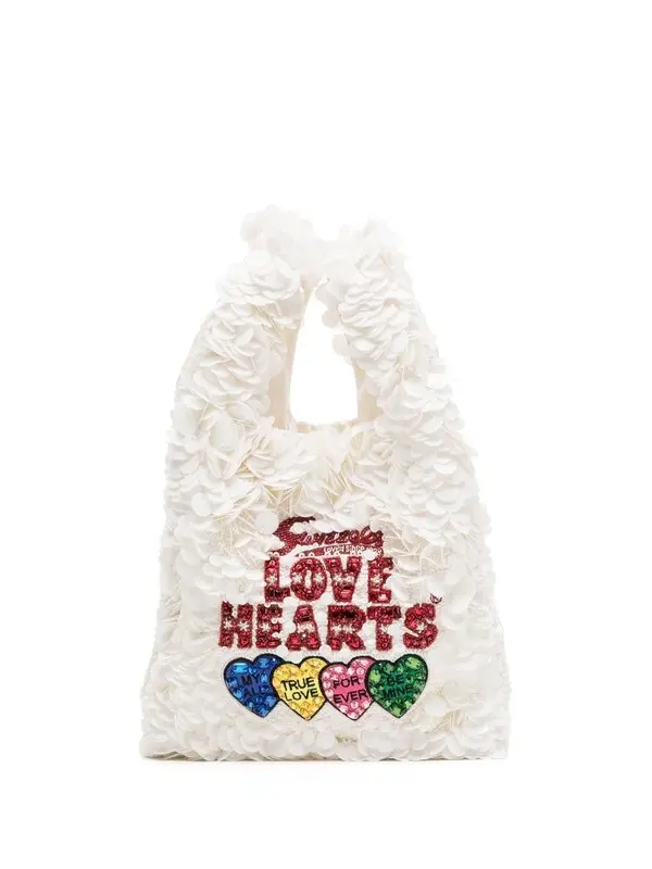 ANYA HINDMARCH Love Hearts Embroidered Tote Bag