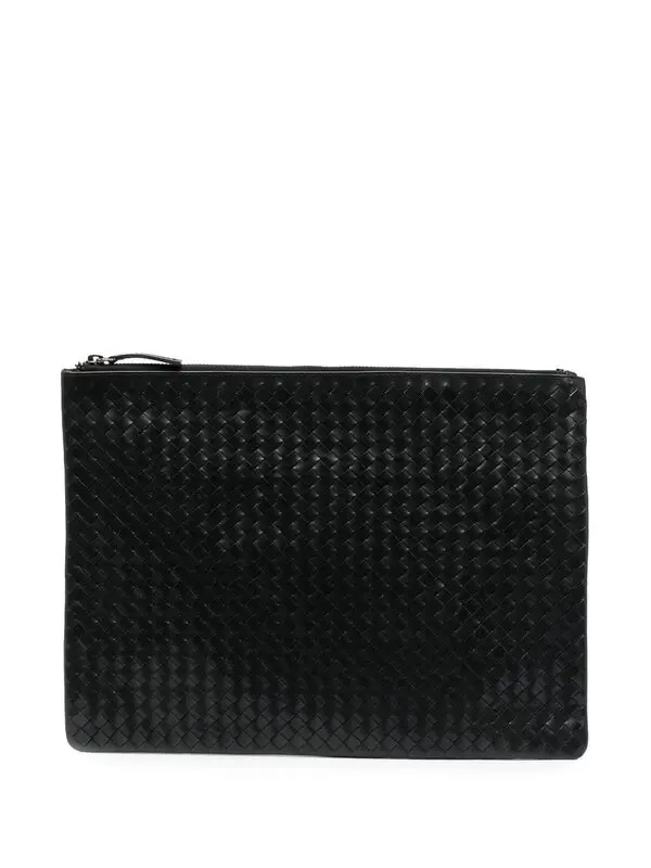 Dragon Diffusion Woven Leather Clutch Bag - Black