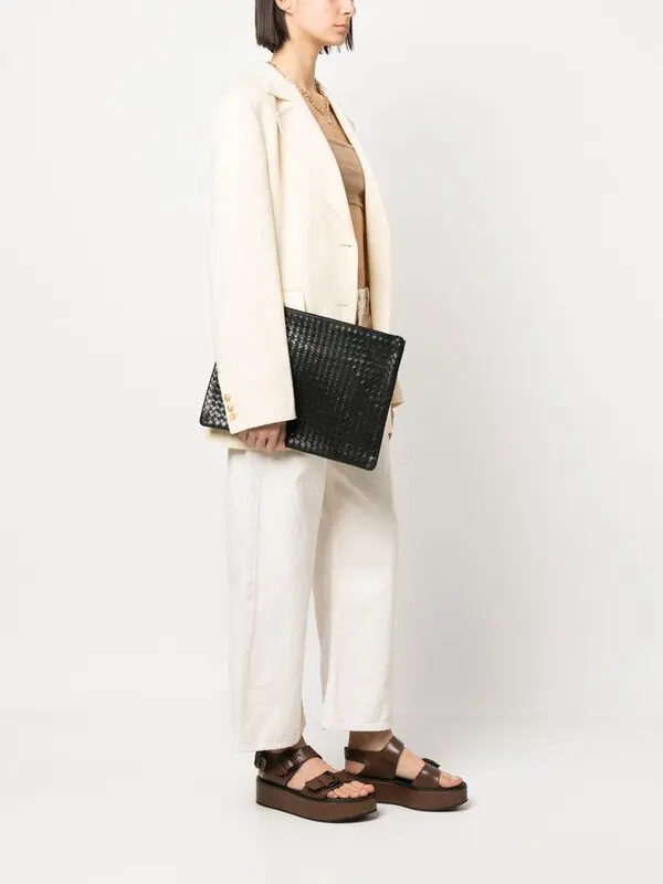 Dragon Diffusion Woven Leather Clutch Bag - Black