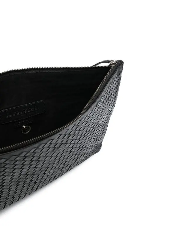 Dragon Diffusion Woven Leather Clutch Bag - Black