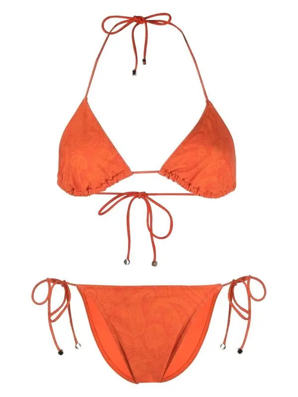 Etro Pegaso Plaque Paisley-print Bikini Set - Orange