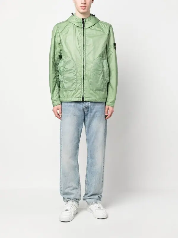 Stone Island Logo-patch Hooded Jacket - Green