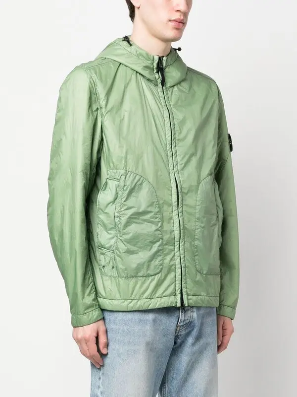 Stone Island Logo-patch Hooded Jacket - Green