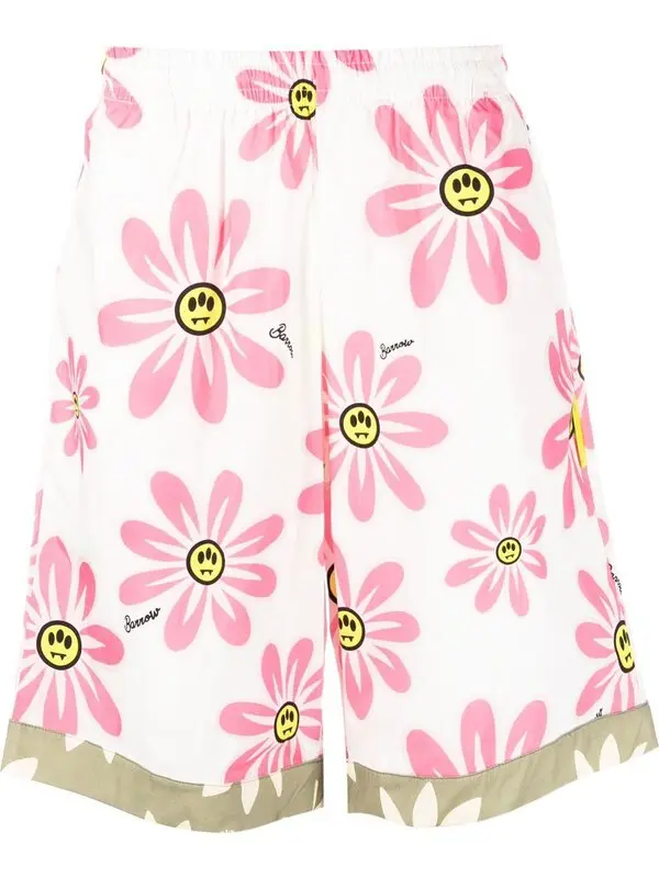 BARROW Flower-print Knee-length Shorts - White
