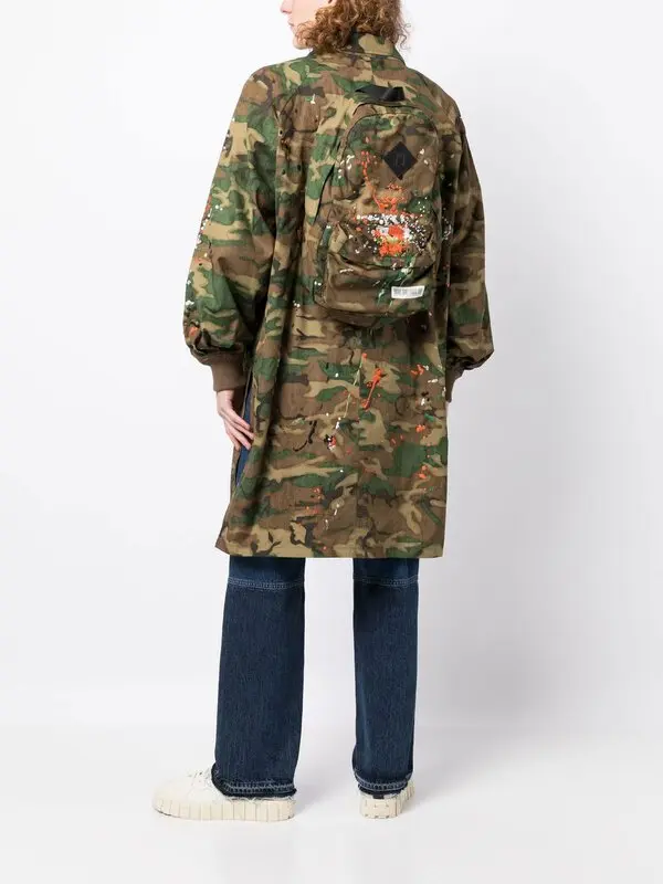 MOSTLY HEARD RARELY SEEN Camouflage Long Coat With Backpack