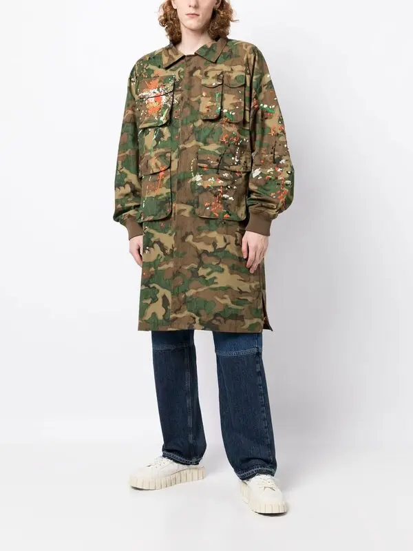 MOSTLY HEARD RARELY SEEN Camouflage Long Coat With Backpack