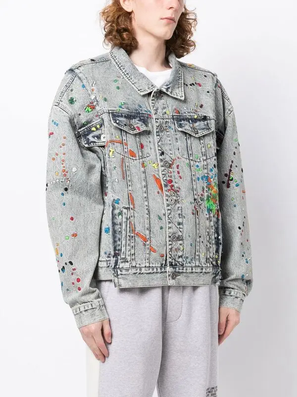 MOSTLY HEARD RARELY SEEN Paint-embroidered Denim Jacket - Blue